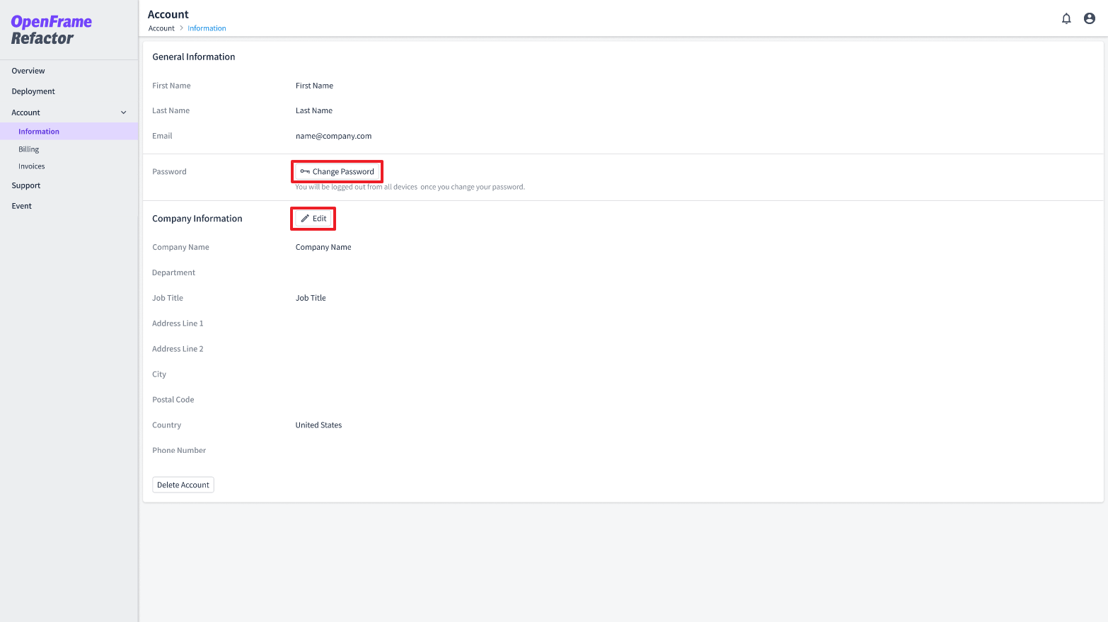 Account Information | Documentation